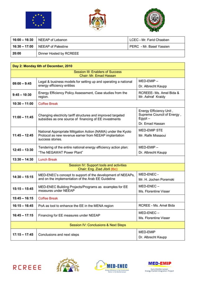 Neeap 2010 Agenda | PDF