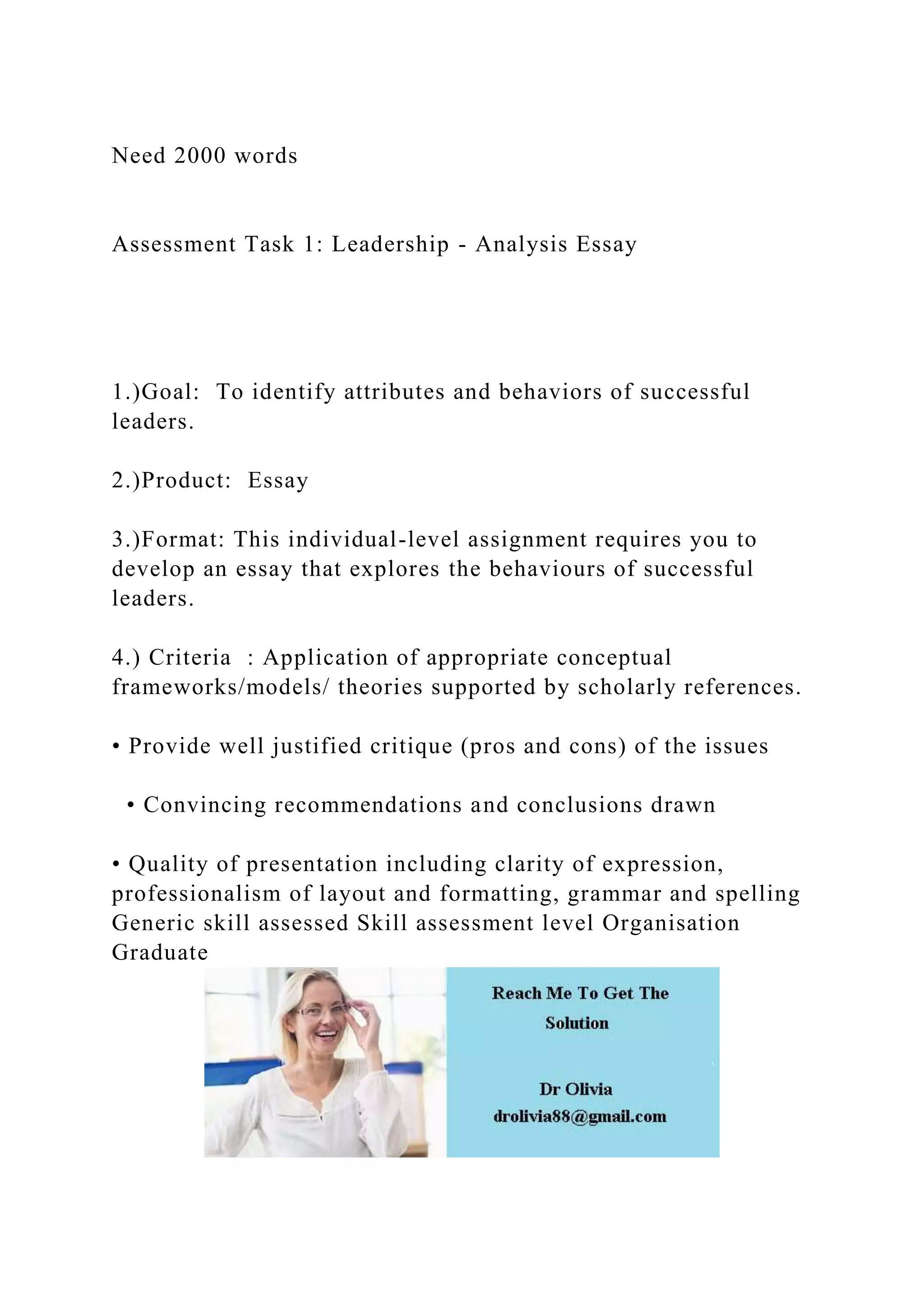 Need 2000 wordsAssessment Task 1 Leadership - Analysis Essay .docx