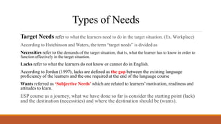 Need Analysis in English for Specific Purposes (.pptx
