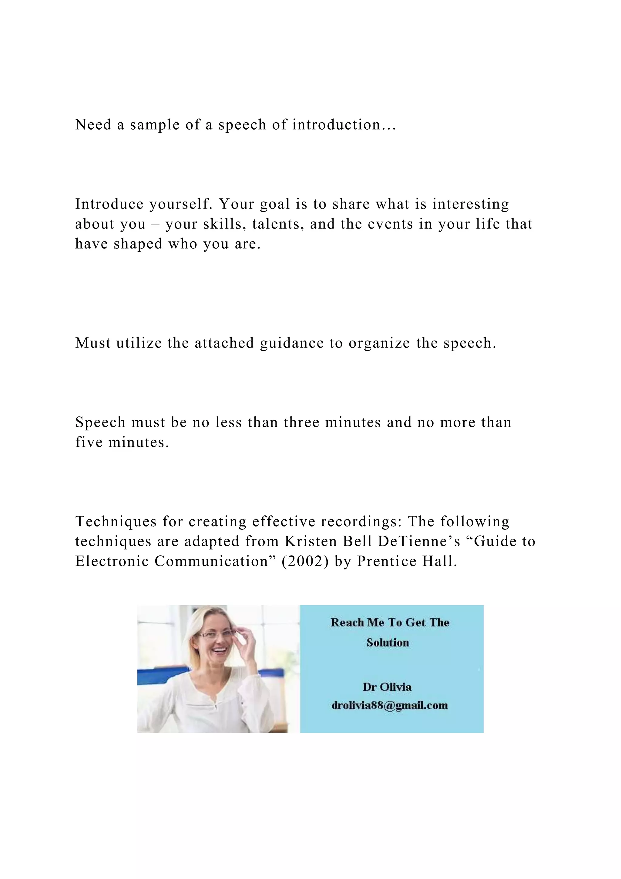 Need a sample of a speech of introduction…Introduce yourse.docx