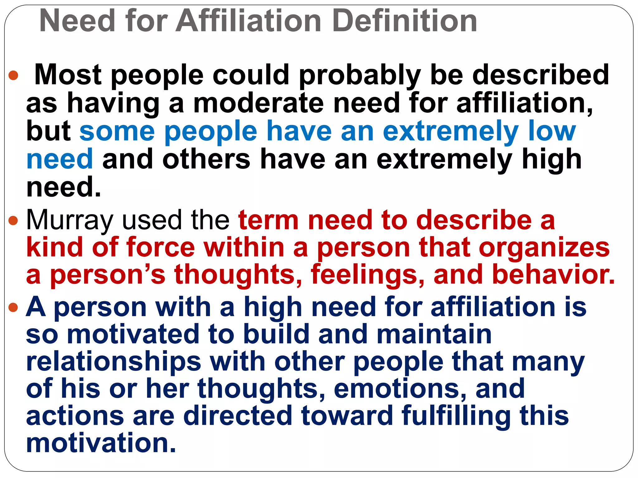 Need for affiliation | PPTX