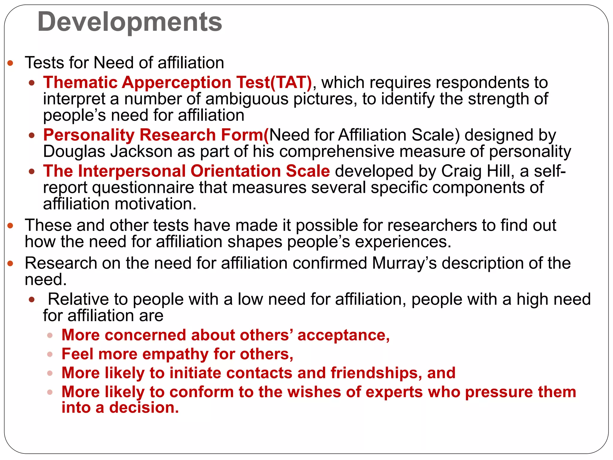 Need for affiliation | PPTX