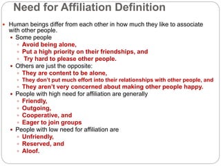 Need for affiliation | PPTX