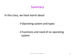 Need for operating systems 26(1) | PPTX