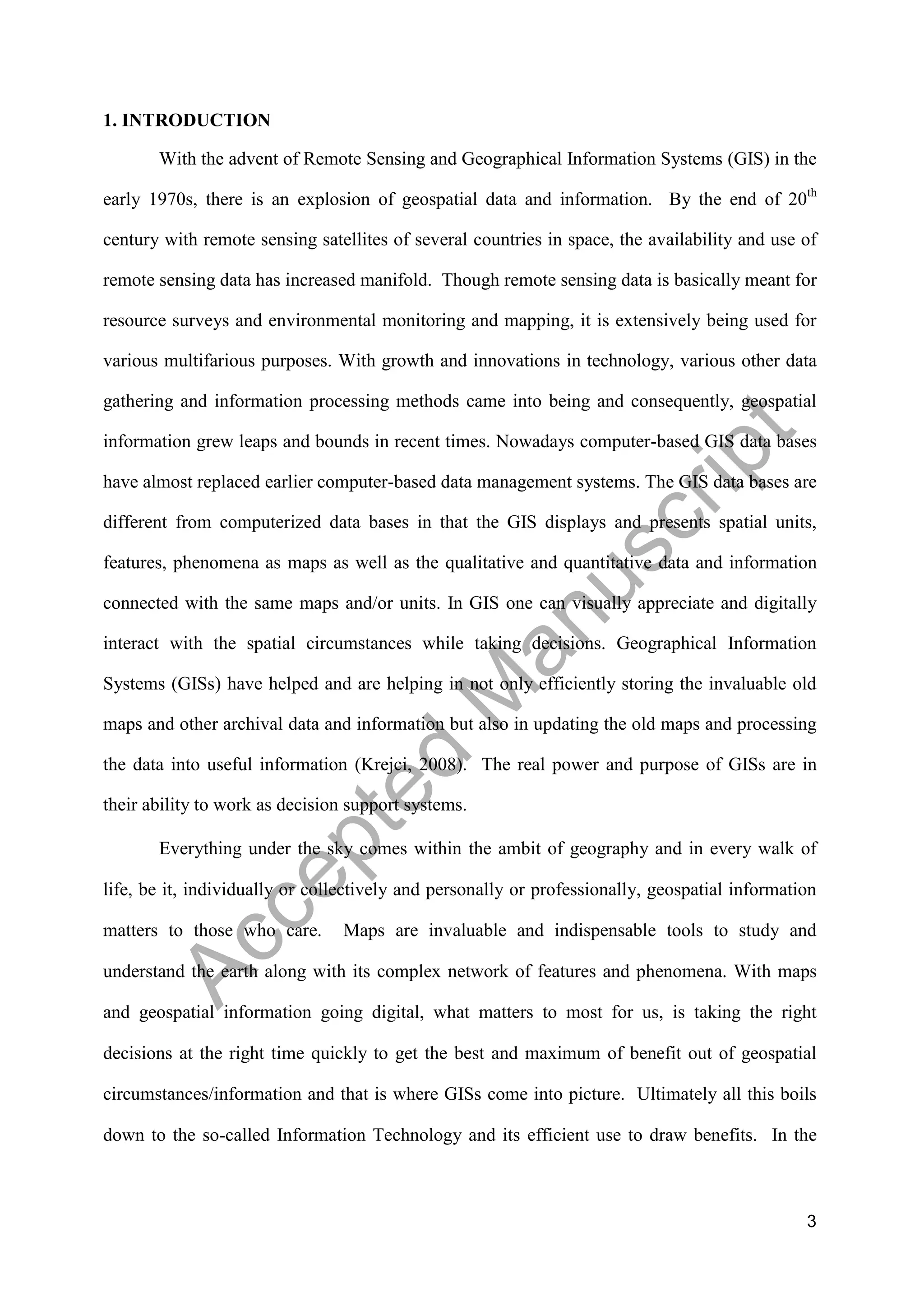 Need for Pan India Compatibility of Geospatial Databases in Terms of Map Projections and ...