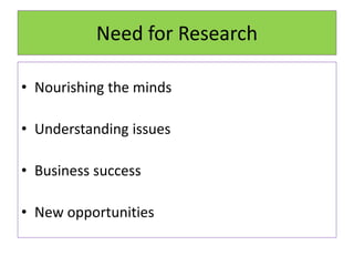 Need For Research