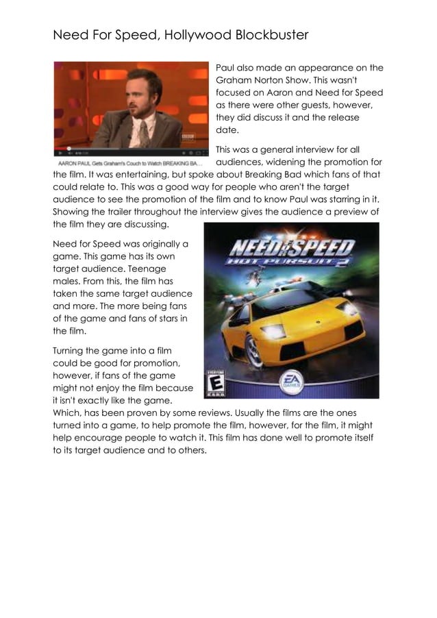 Need for speed essay | DOCX