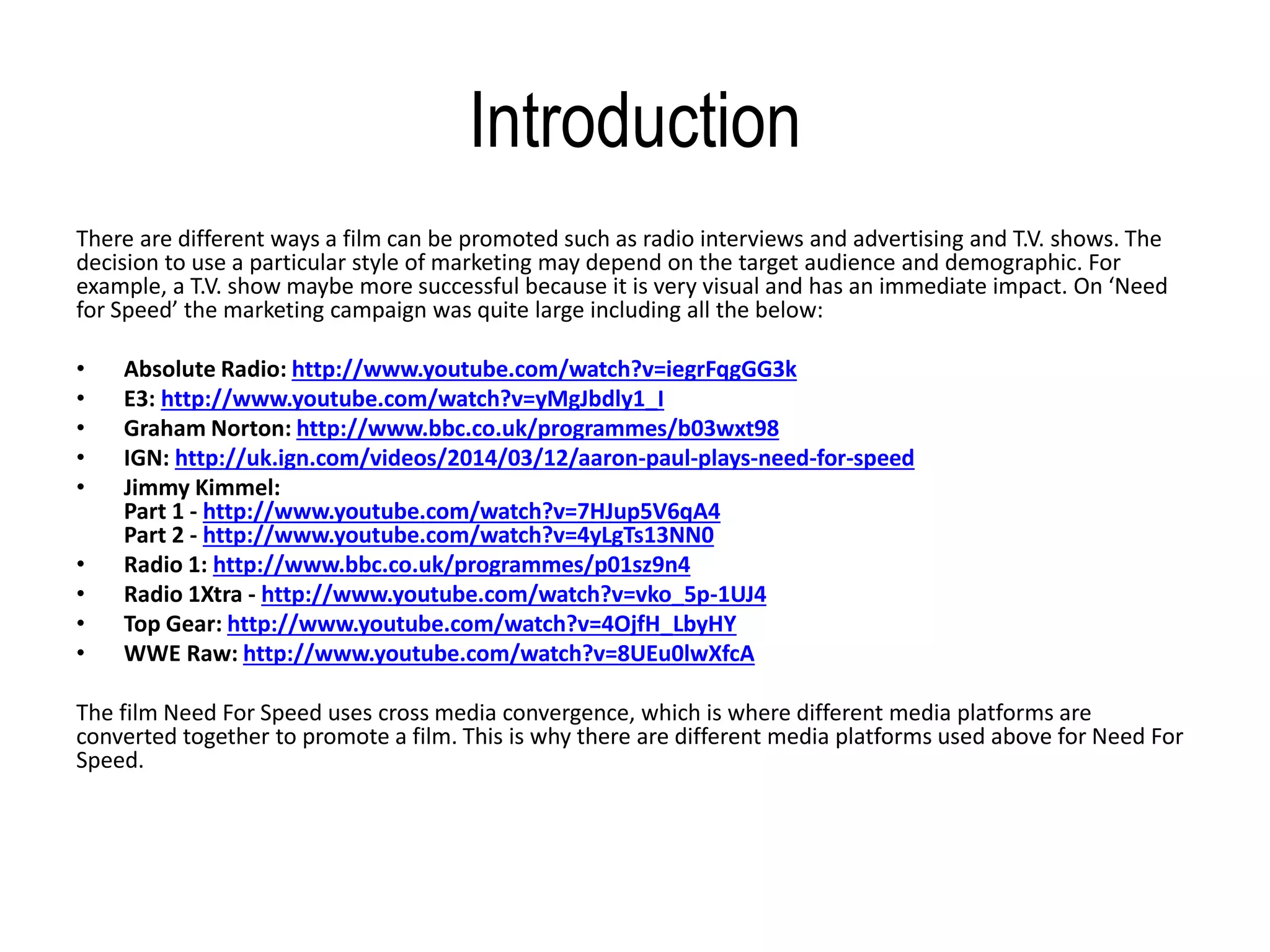 Need For Speed Marketing Campaign | PPTX | Television | Entertainment