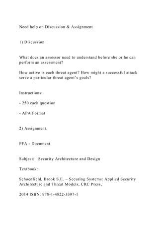Need help on Discussion & Assignment1) Discussion What d.docx