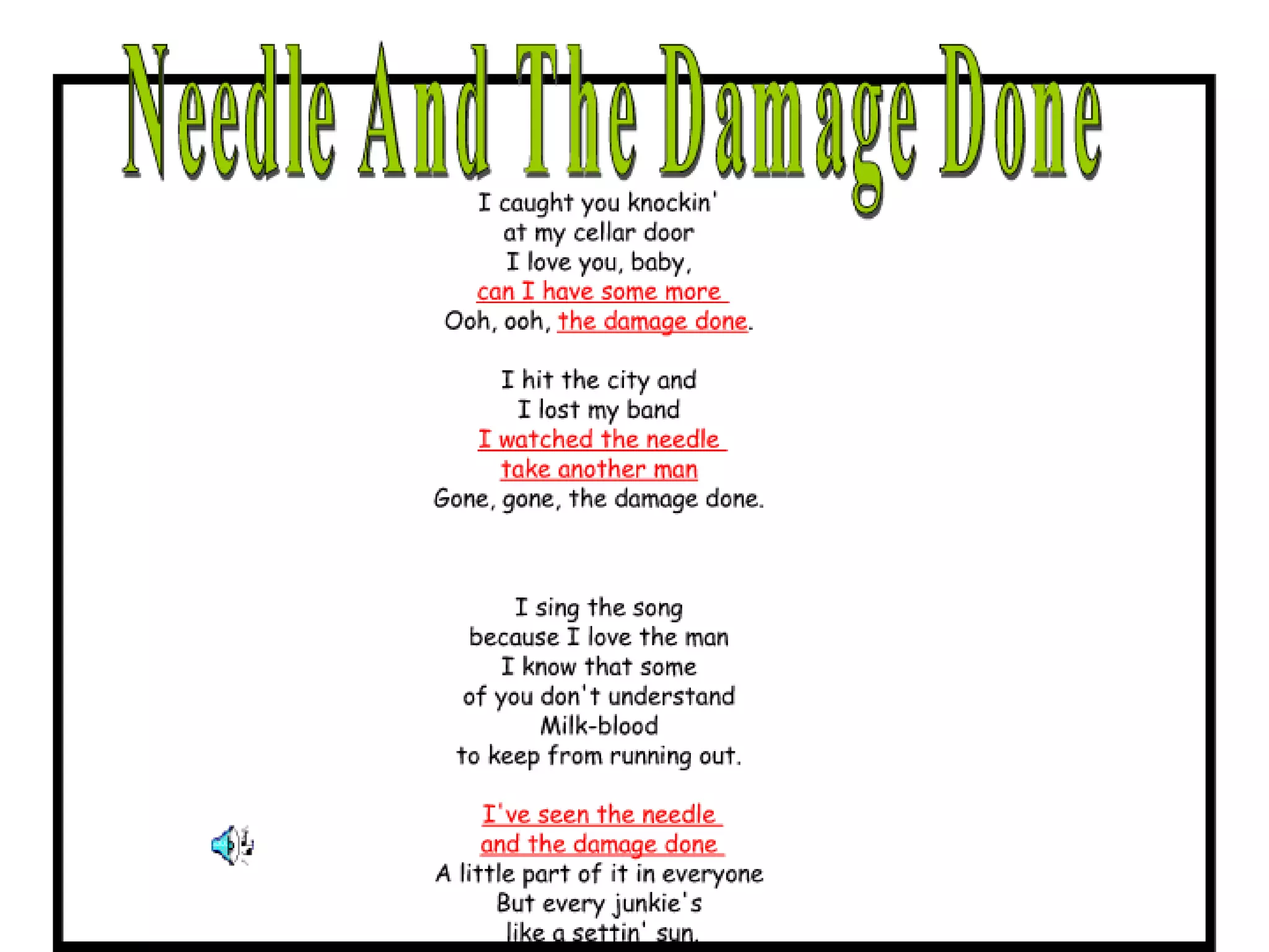 NEEDLE AND THE DAMAGE DONE | PDF