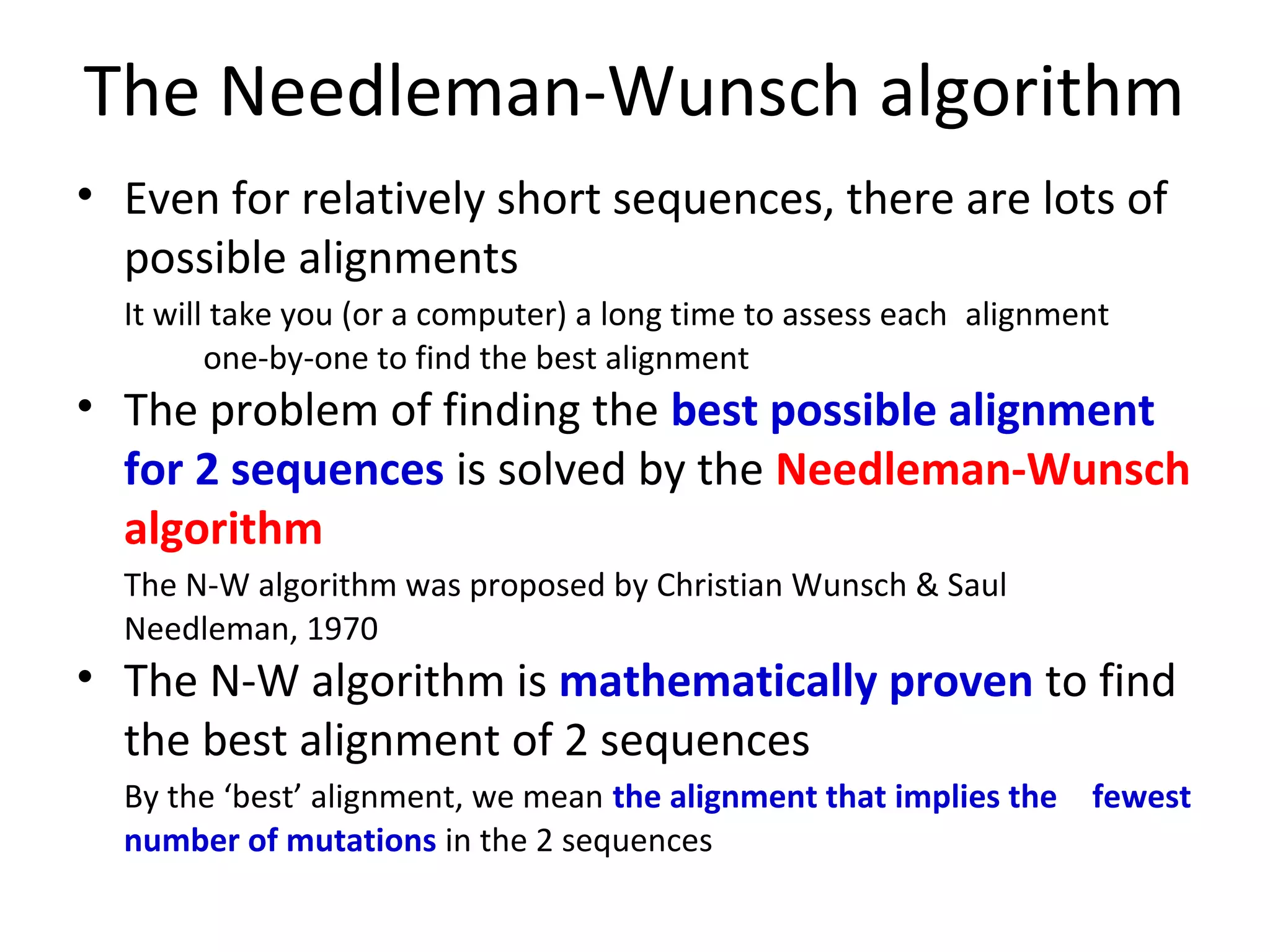 The Needleman Wunsch algorithm | PPT