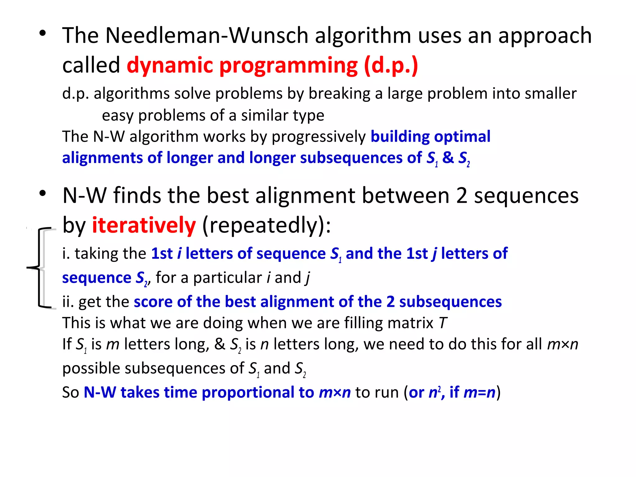 The Needleman Wunsch algorithm | PPT