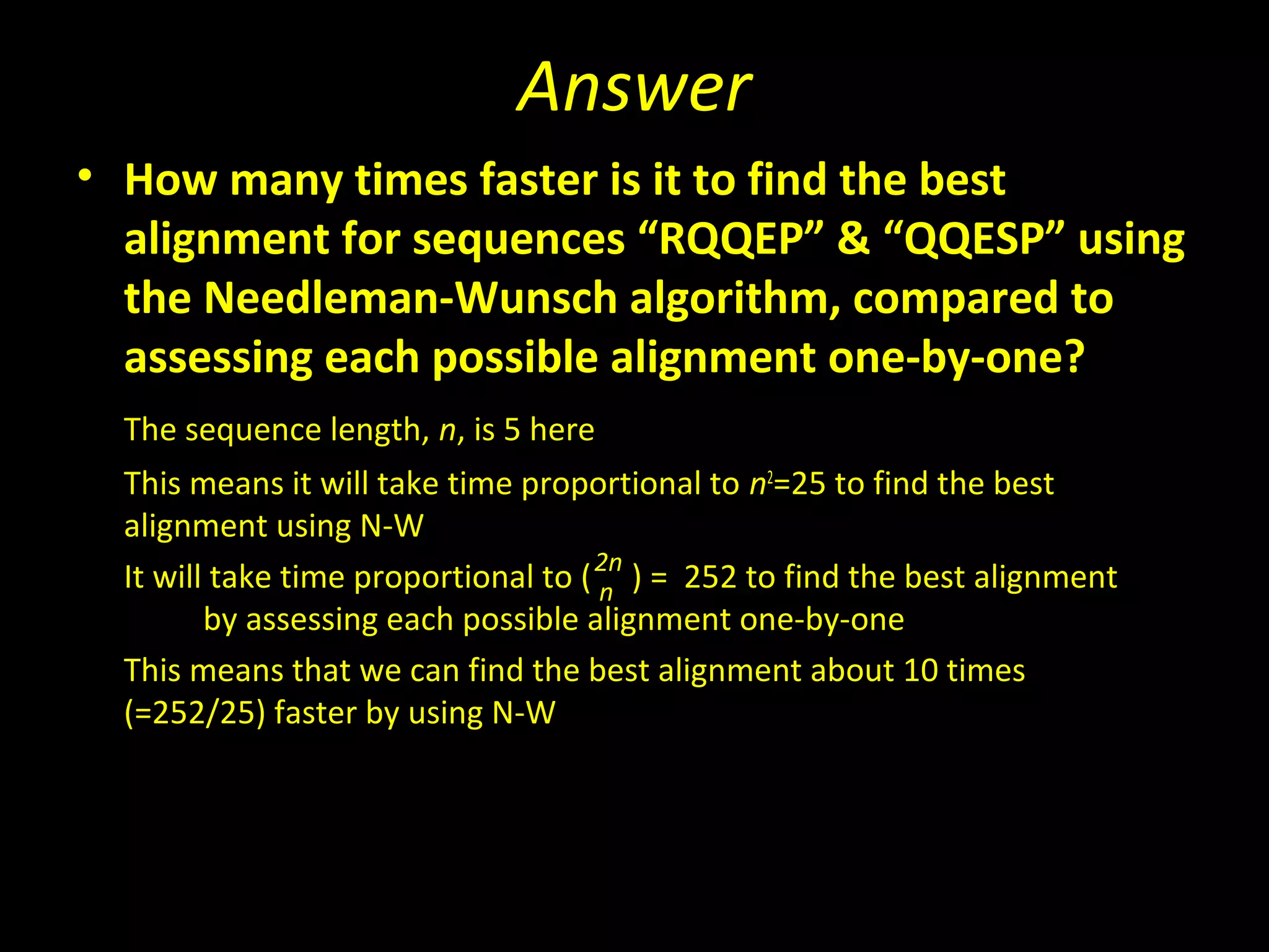 The Needleman Wunsch algorithm | PPT