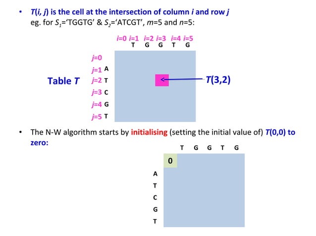 The Needleman Wunsch algorithm | PPT