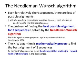 The Needleman Wunsch algorithm | PPT