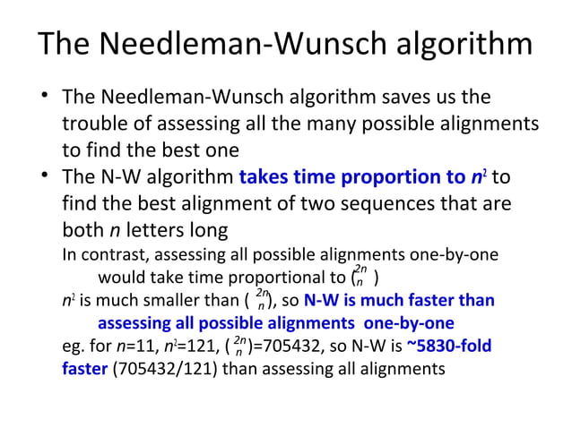 The Needleman Wunsch algorithm | PPT