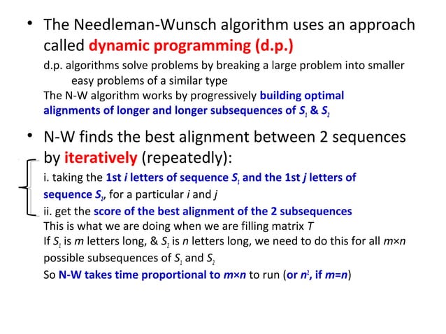 The Needleman Wunsch algorithm | PPT
