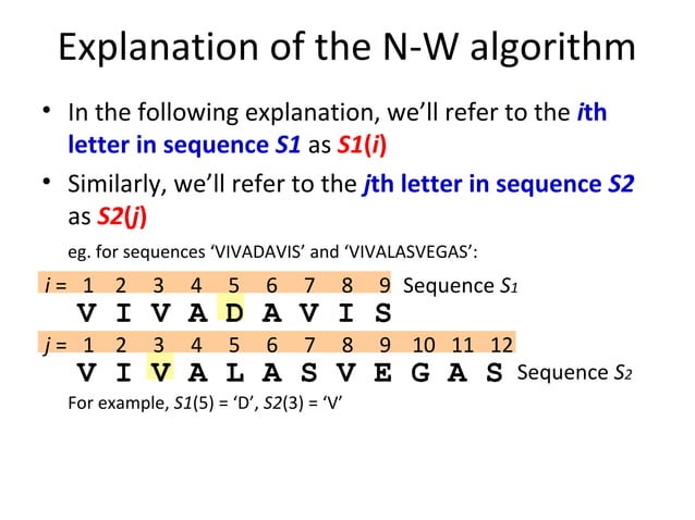 The Needleman Wunsch algorithm | PPT
