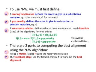 The Needleman Wunsch algorithm | PPT