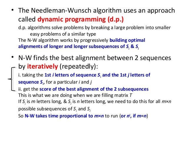The Needleman Wunsch algorithm