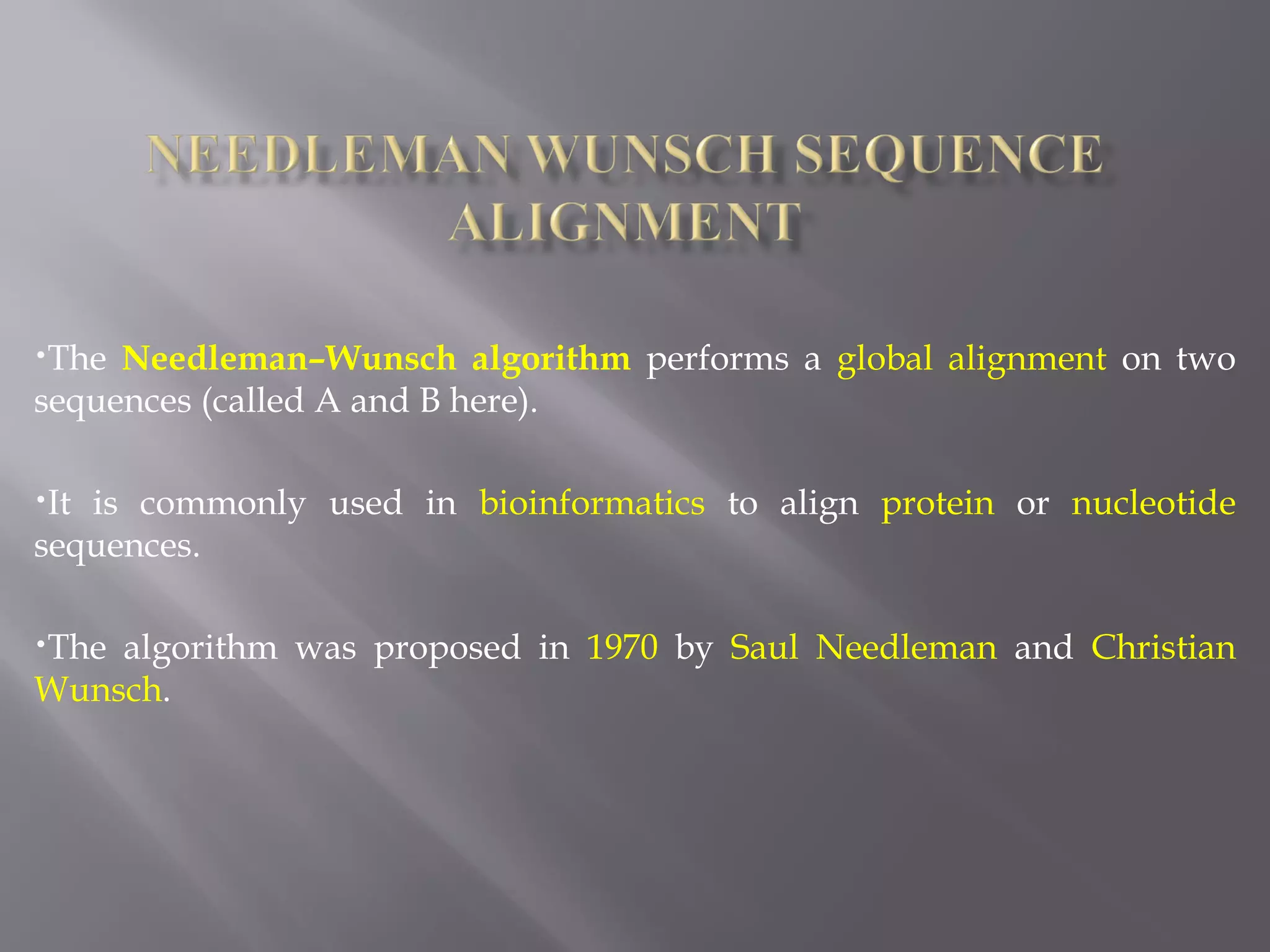 Needleman wunsch computional ppt | PPT