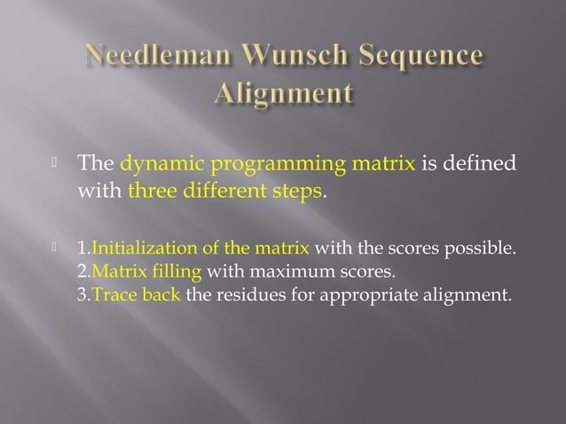 Needleman wunsch computional ppt | PPT