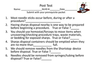 Needle Stick and Sharps Exposure Prevention for Students.ppt | First ...