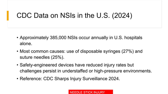 Needle Stick Injury: 2024 CDC and WHO Data, Prevention Strategies | PDF