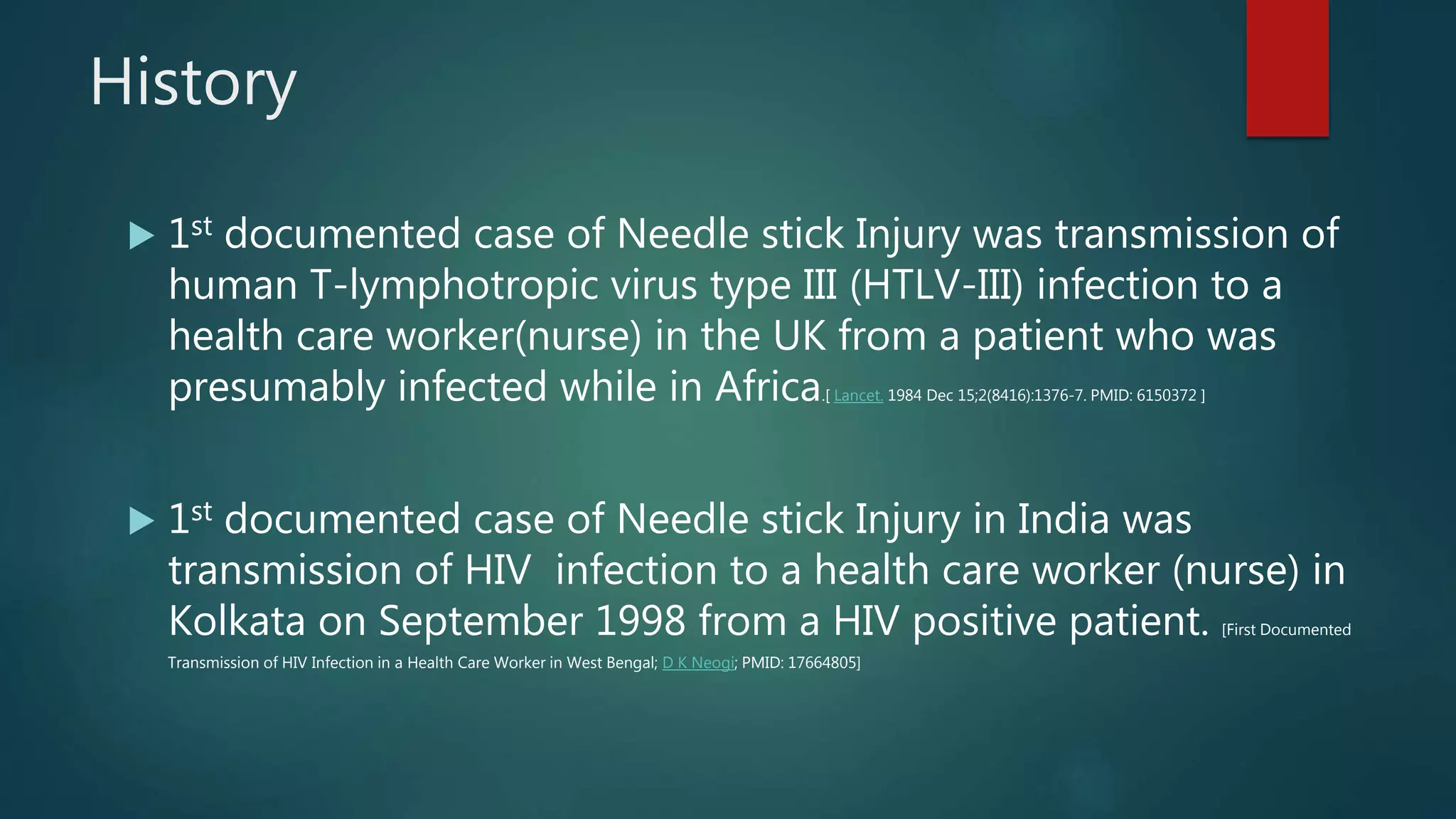 Needle stick injury management | PPTX