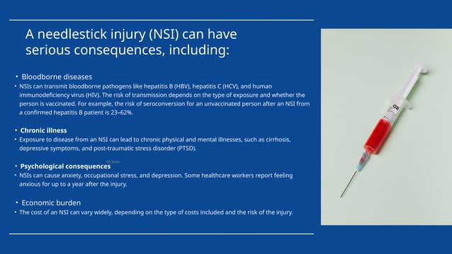 Needle Stick Injury (NSI).pptx, UNDERSTANDING RISKS, PREVENTION, AND ...