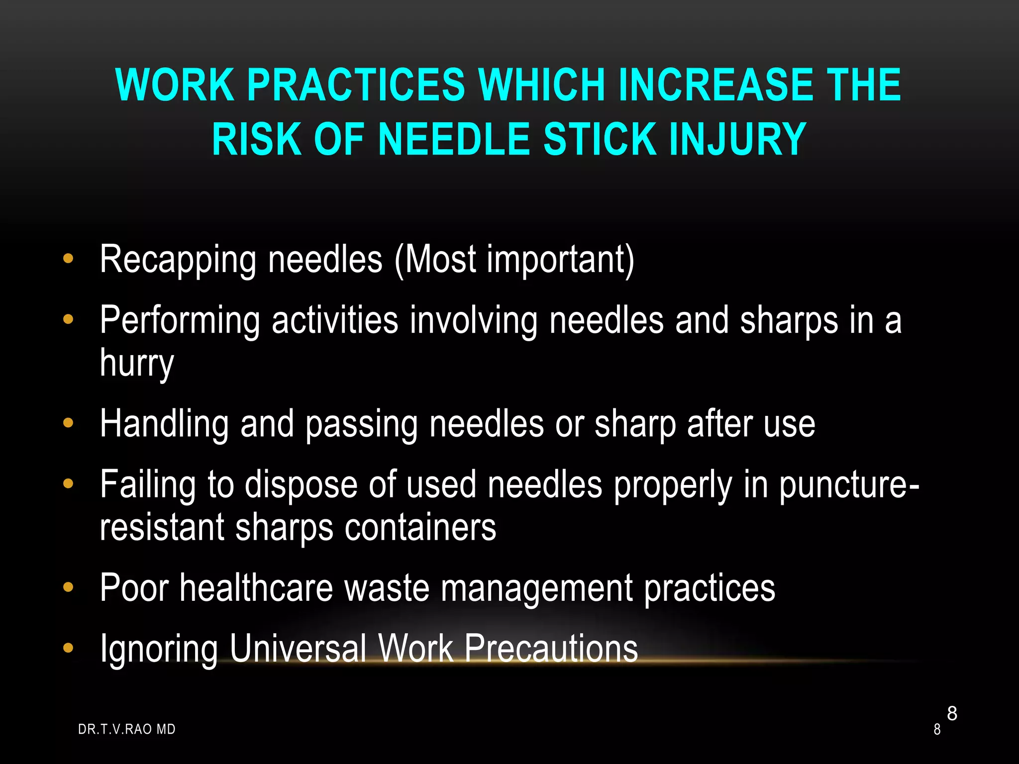 Needle stick Injuries concerns and prevention | PPTX