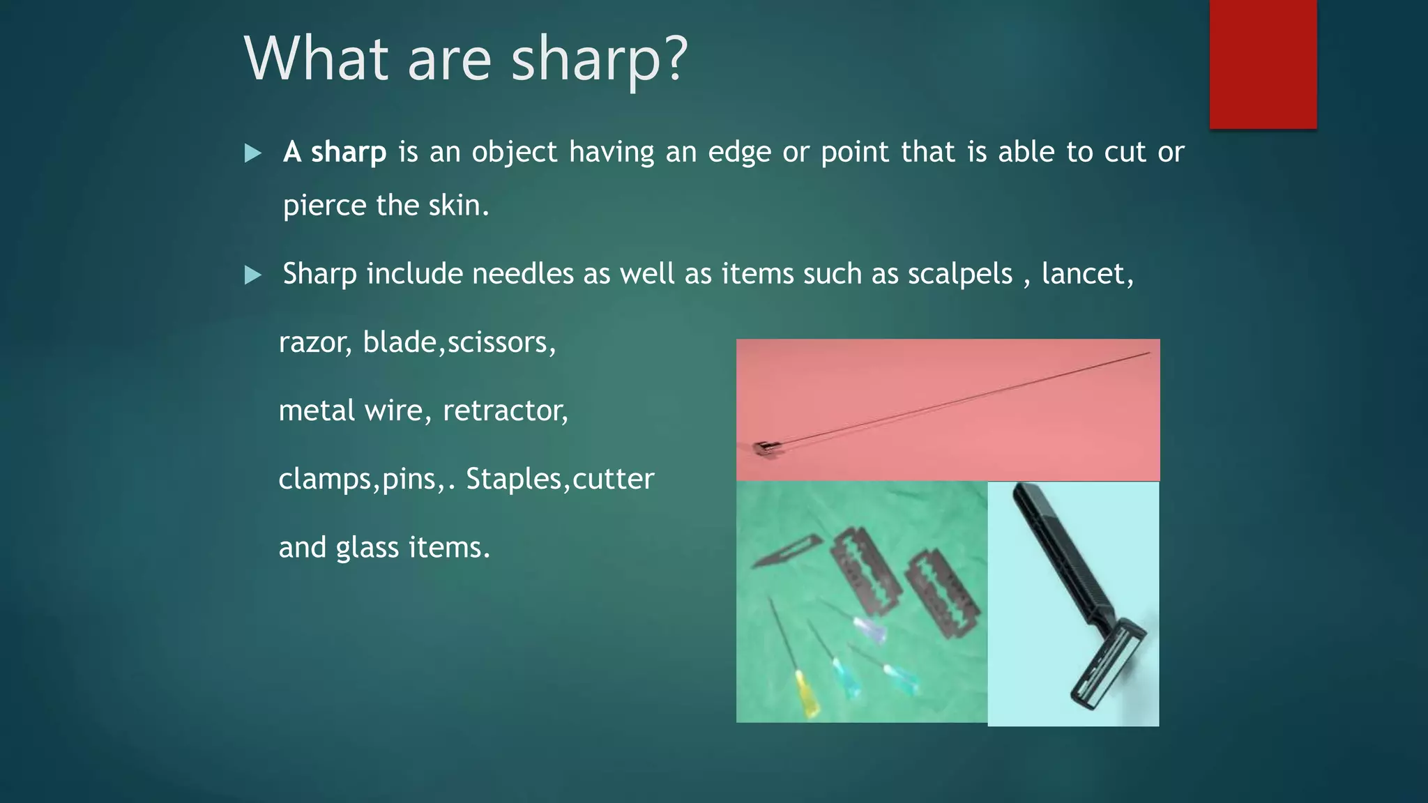 Needle stick sharps injury and its post exposure prophylaxis management | PPTX