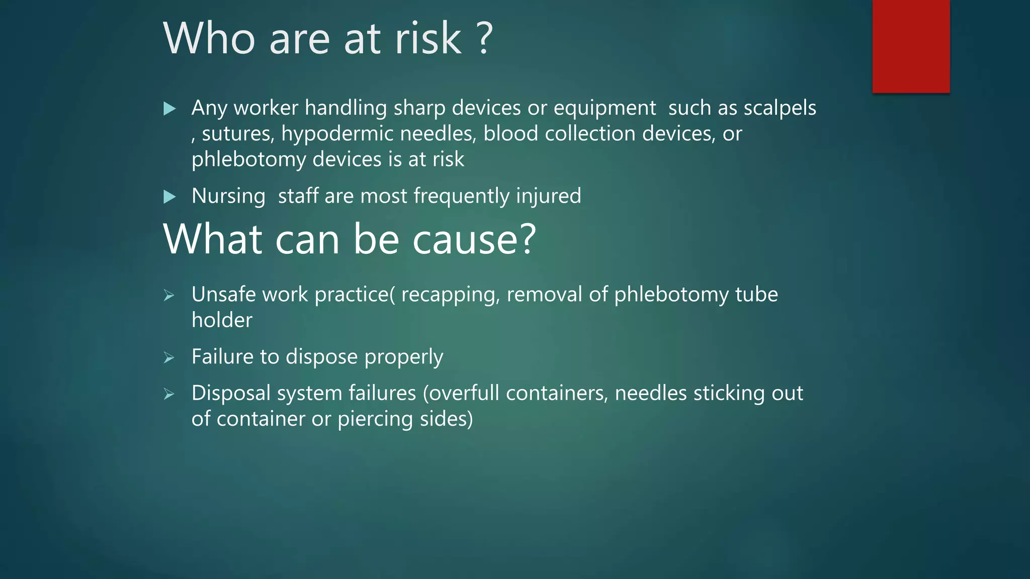 Needle stick sharps injury and its post exposure prophylaxis management ...