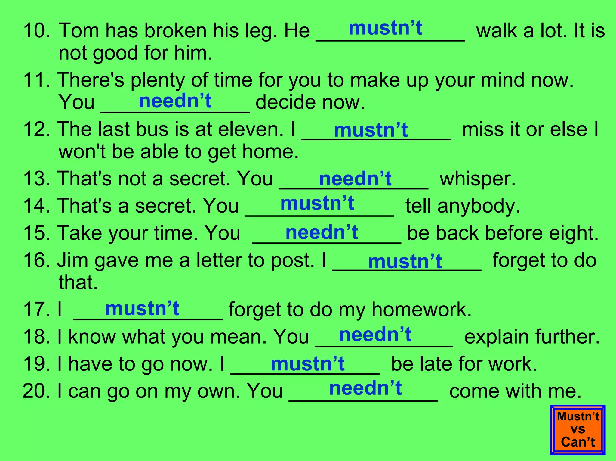 Neednt Or Mustnt | PDF