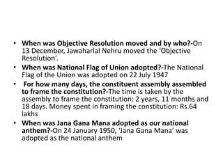 Need of constitution,preamble,constituent assembly,articles,schedule ...