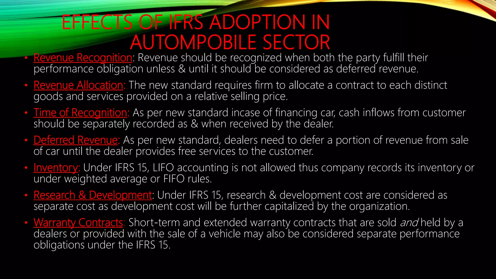 Need of ifrs in automobile industry | PPTX