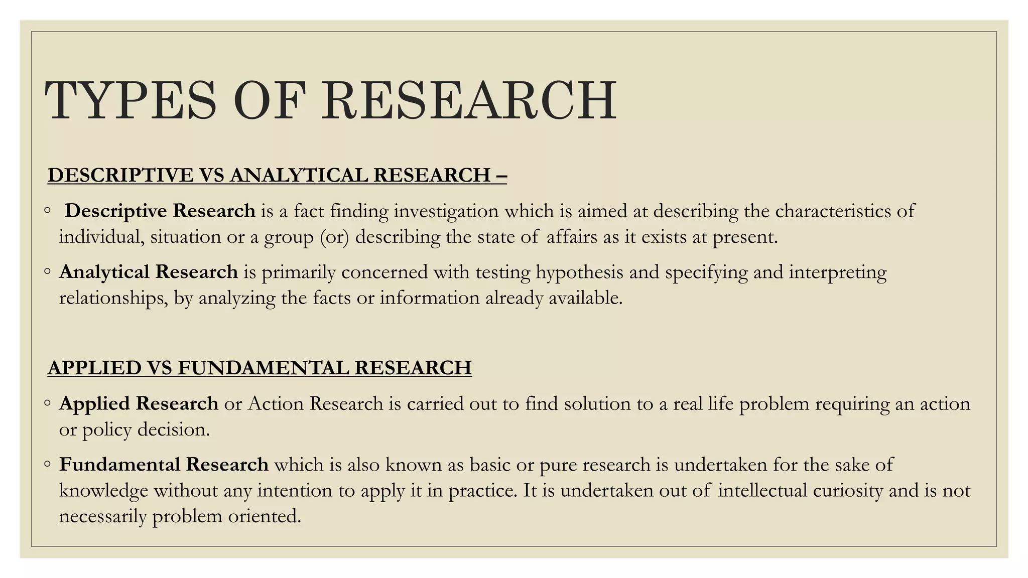Need of research and types of research | PPTX