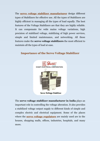 Need of servo voltage stabilizer | PDF