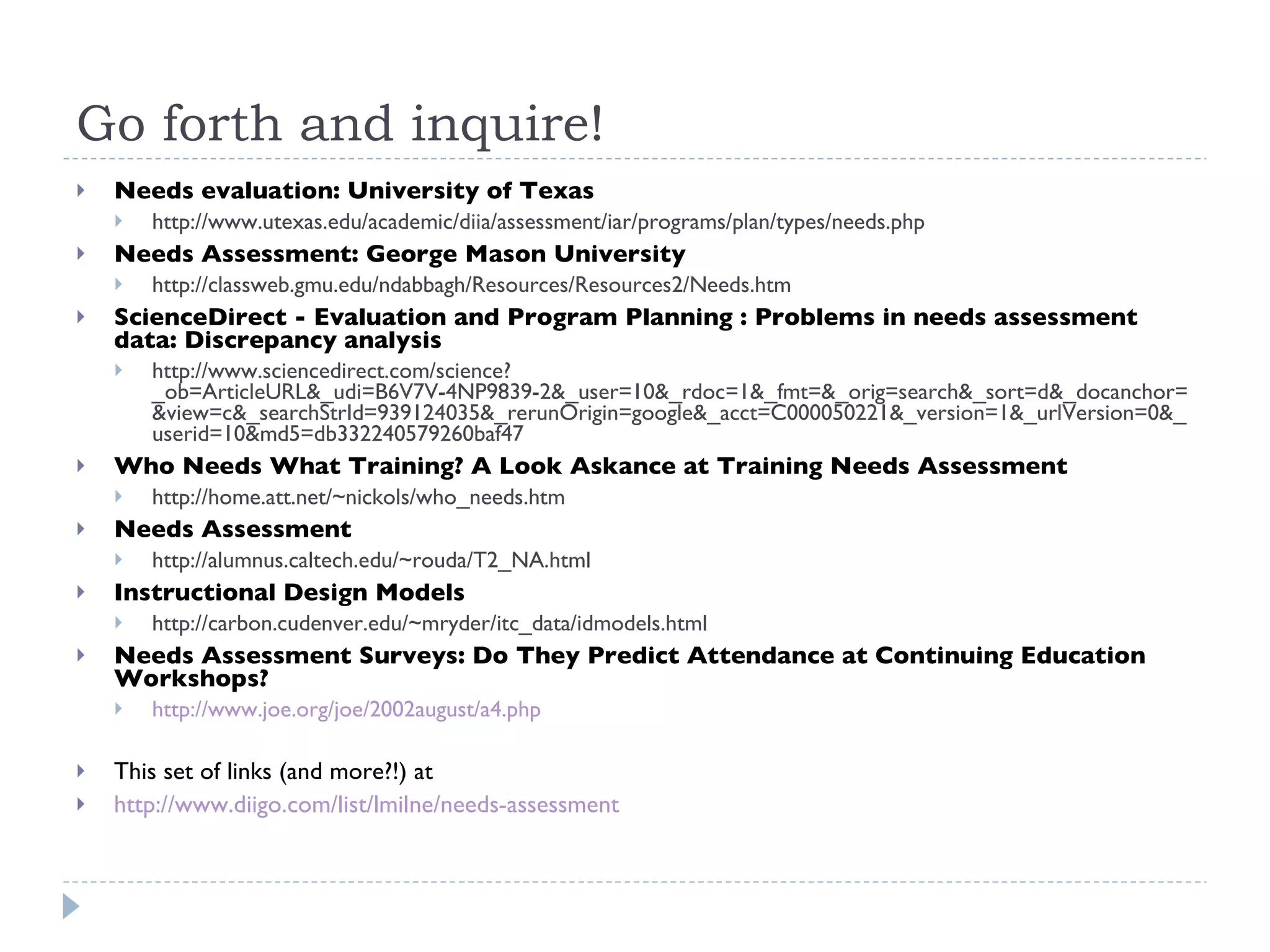 Needs Assessment and Program Planning | PPT