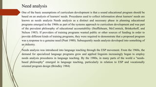 Needs Analysis.pptx of language teaching and learning | PPT