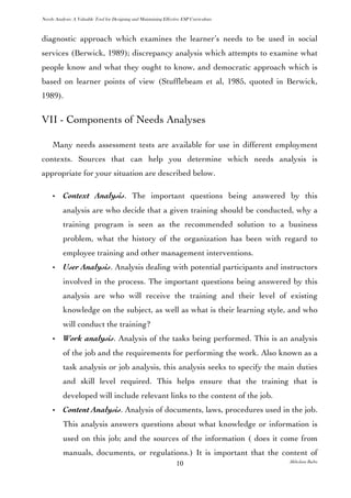 Needs Analysis: A Valuable Tool for Designing and Maintaining Effective ...