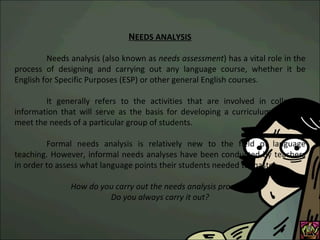 Needs analysis stare-dad | PPT