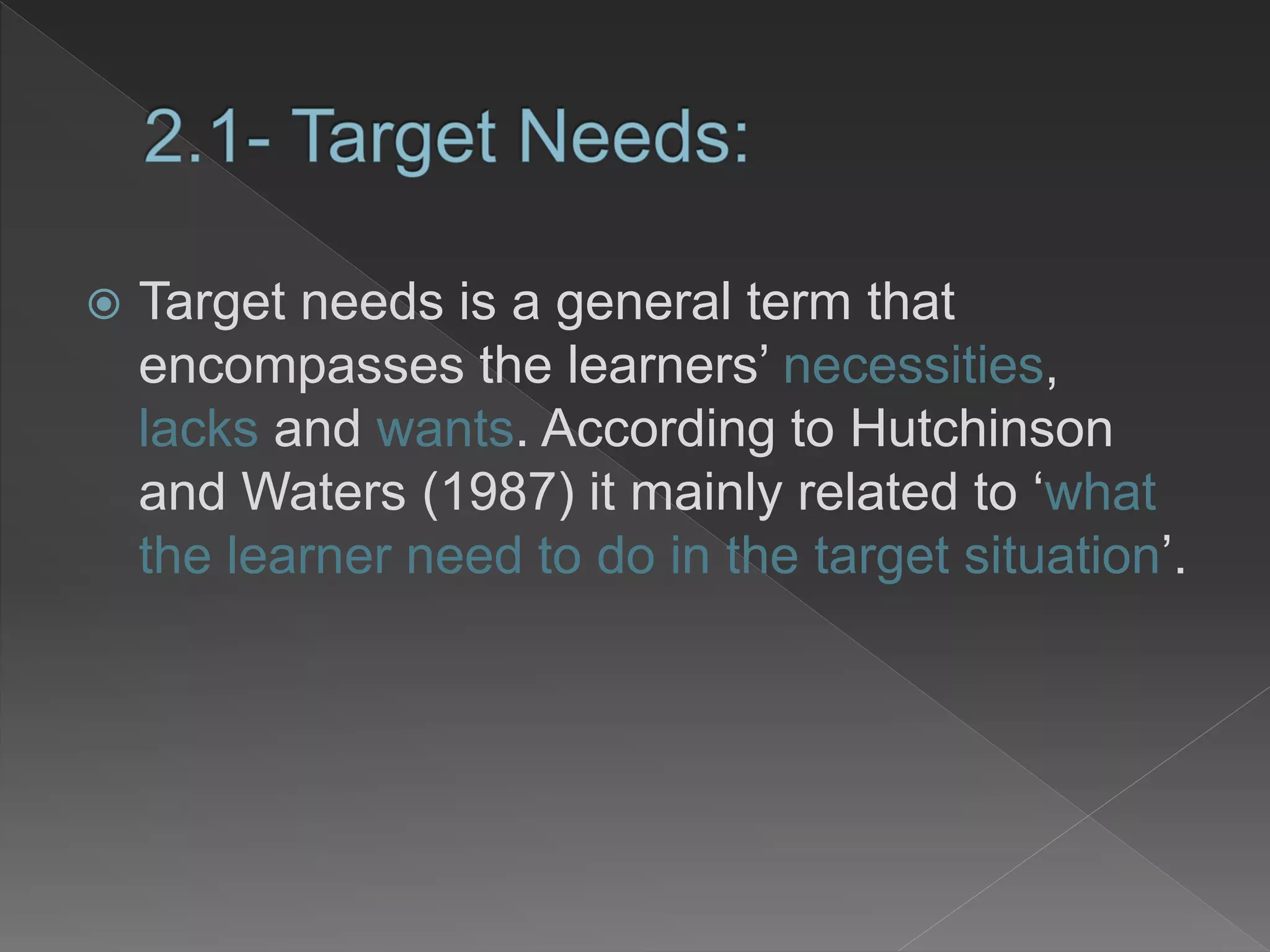 Types of Needs analysis in ESP | PPTX