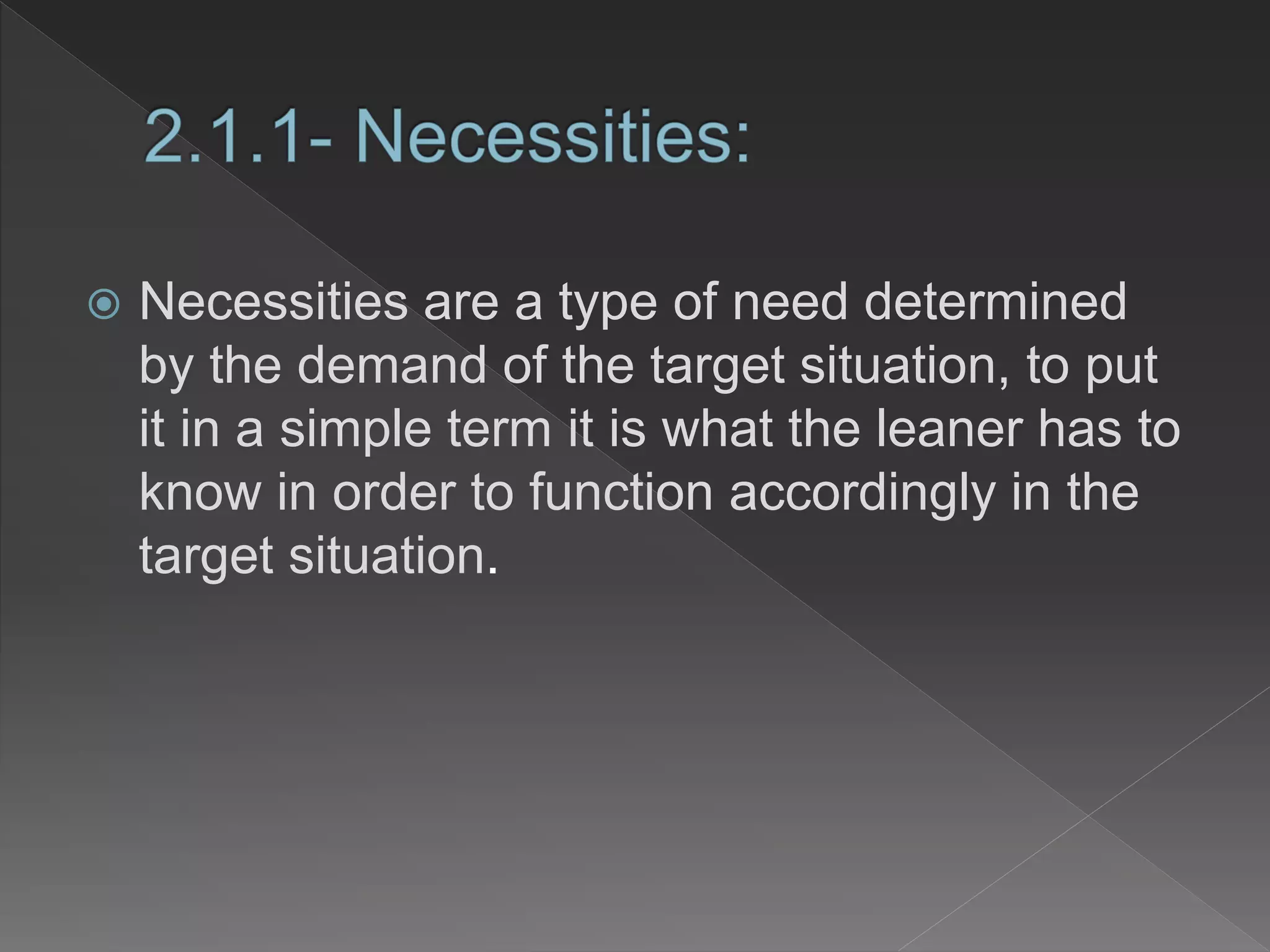 Types of Needs analysis in ESP | PPTX