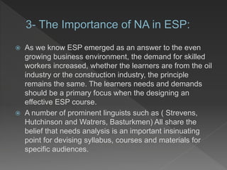 Types of Needs analysis in ESP | PPTX
