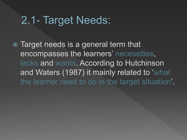 Types of Needs analysis in ESP | PPTX
