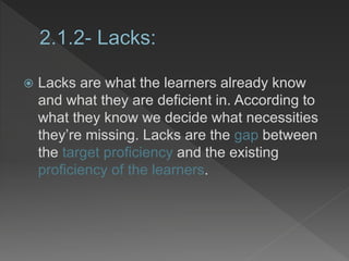 Types of Needs analysis in ESP | PPTX