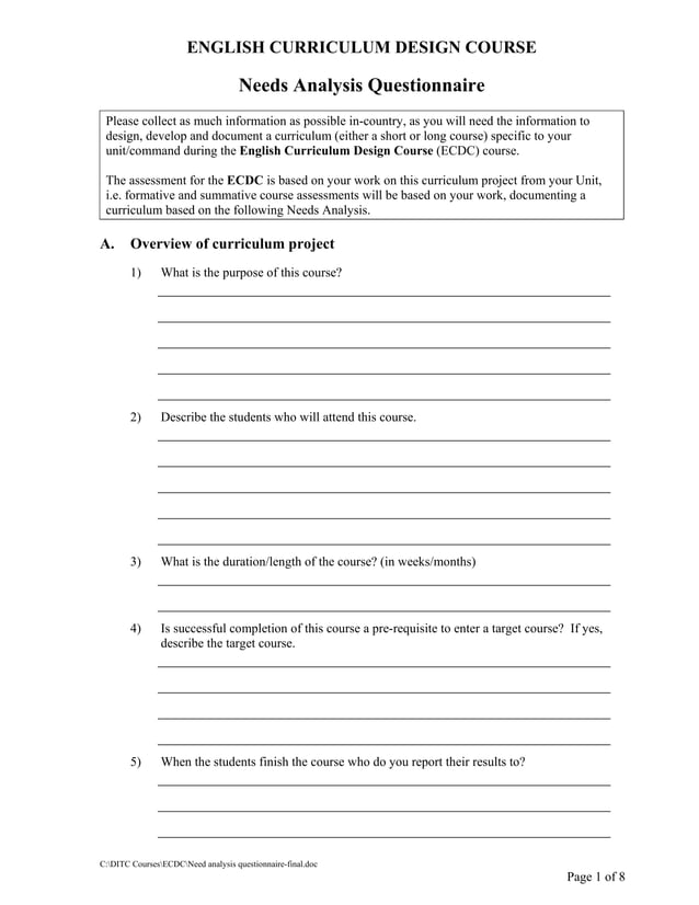Needs analysis questionnaire 10 may 2010 maf.mod.gov ...