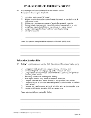 Needs analysis questionnaire 10 may 2010 maf.mod.gov ...
