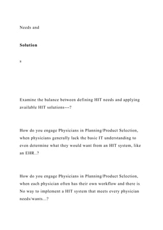 Needs and Solutions Examine the balance between defining H.docx